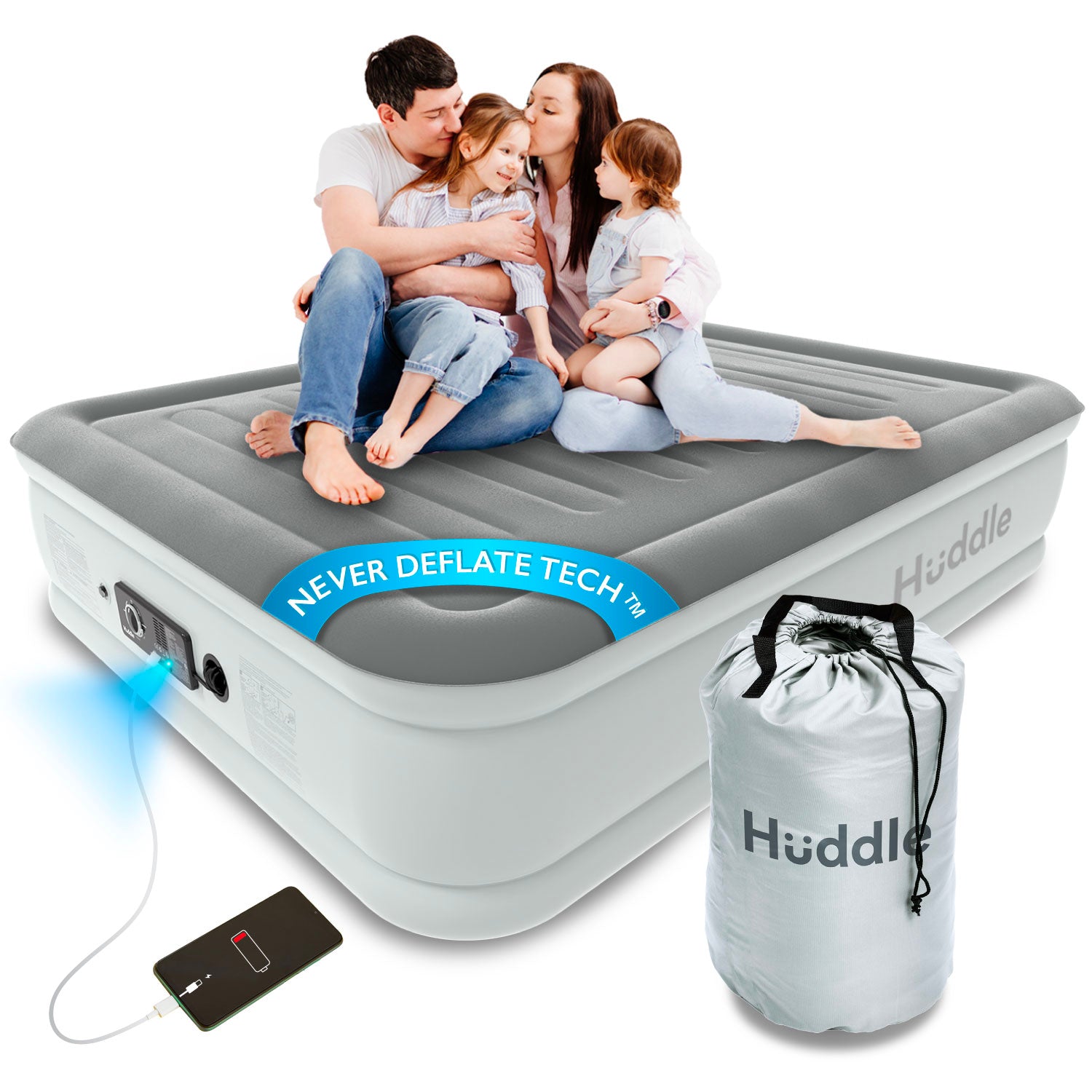 Luxury Never Deflate Air Mattress with Patented Dual Pump - King