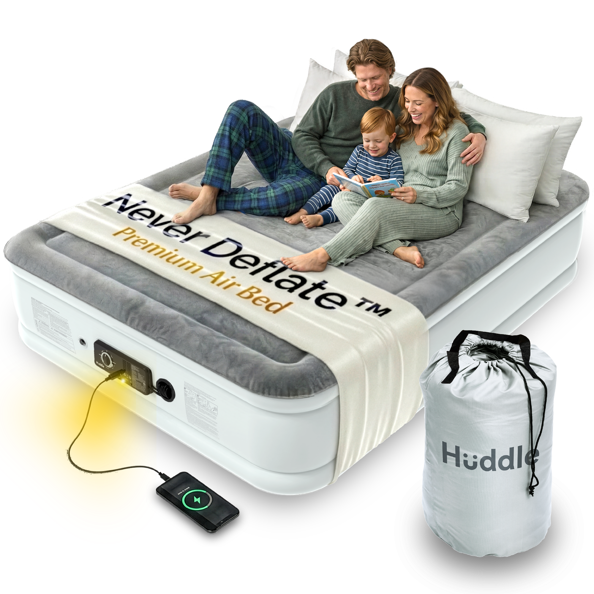 Never Deflate™ Air Mattress with Patented Dual Pump - King – Huddle Living